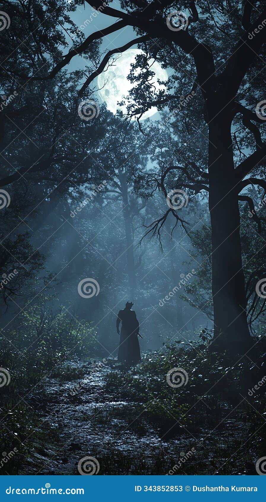 Vampire in a Haunted Forest Illustration Stock Illustration ...