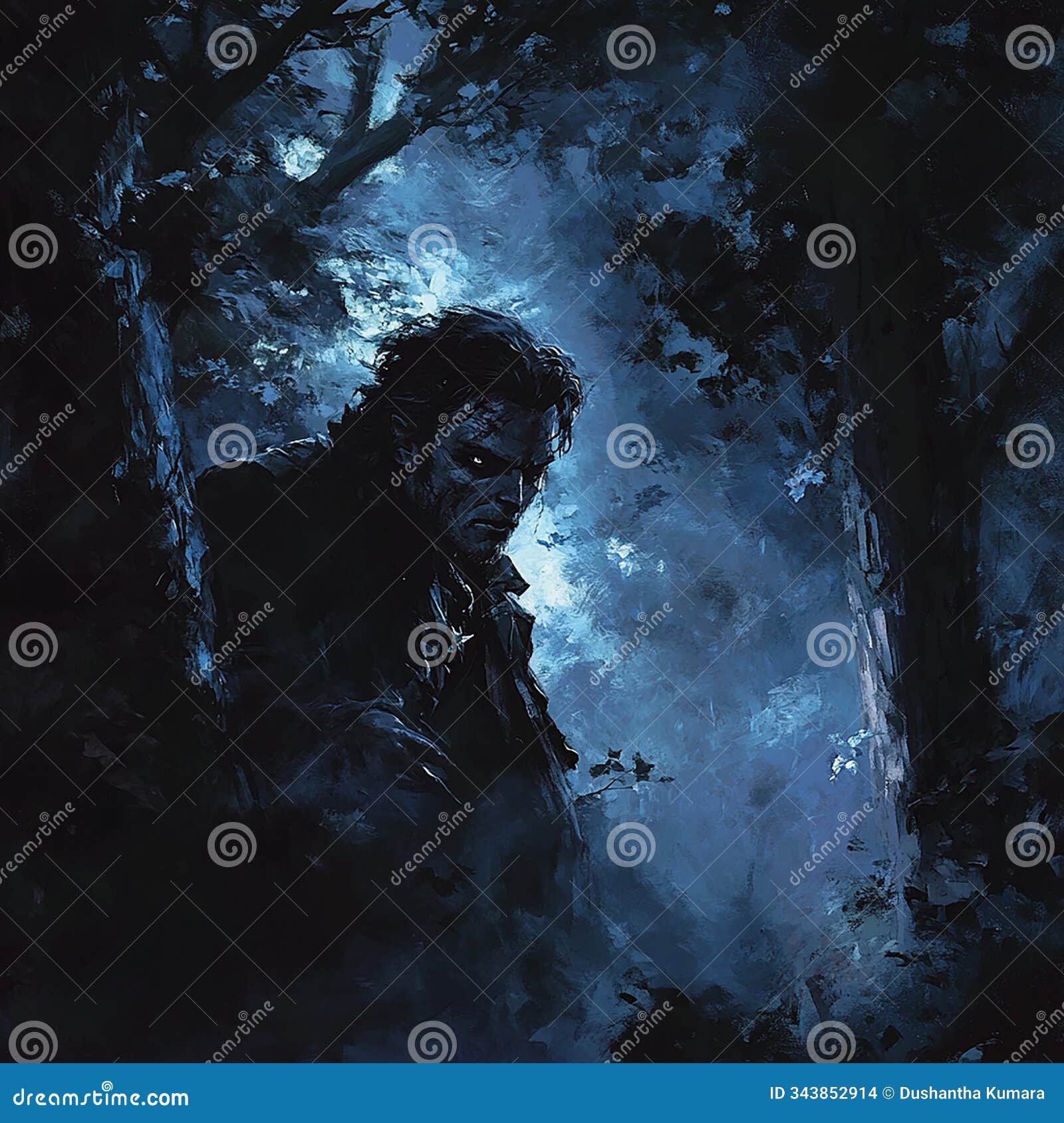 Vampire in a Haunted Forest Illustration Stock Illustration ...