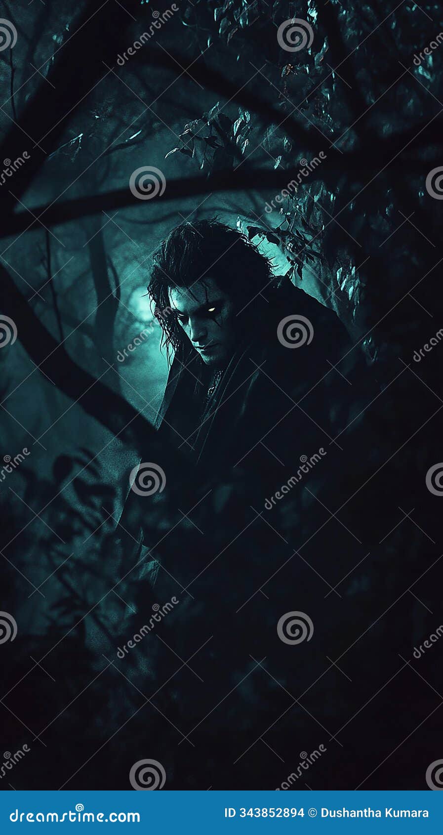 Vampire in a Haunted Forest Illustration Stock Illustration ...