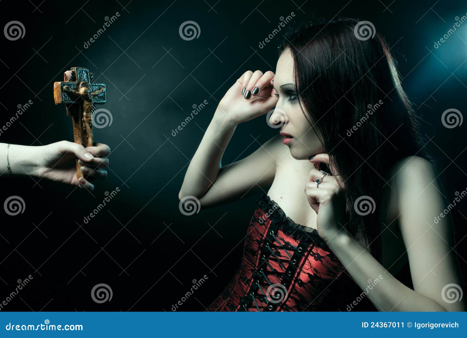 Vampire And Holy Cross Stock Image - Image: 24367011