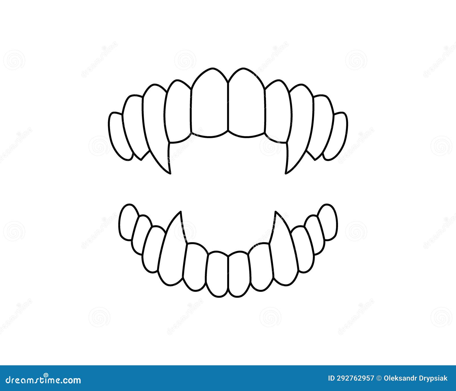 Vampire Horror Teeth Line Silhouette. Vector Minimalist Linear ...