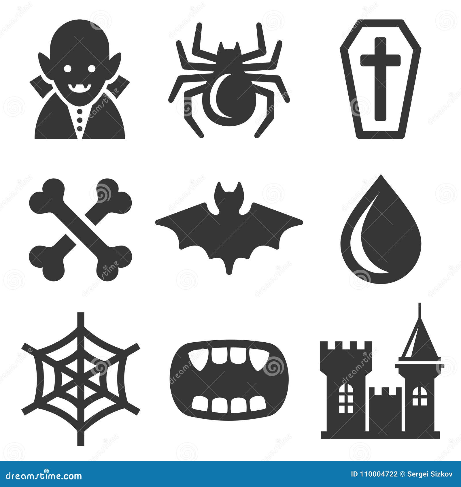 Vampire Icons Set on White Background. Vector Stock Vector ...