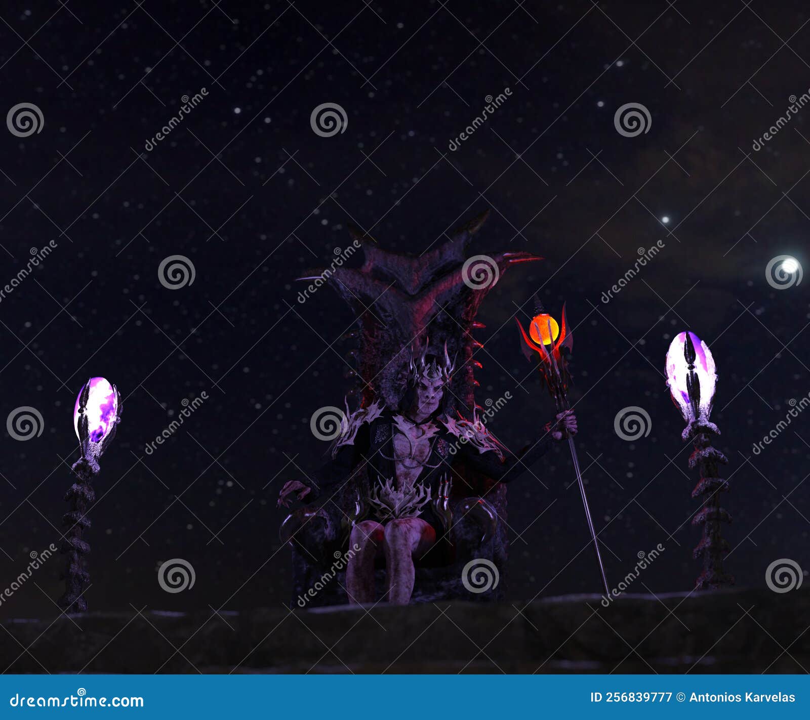 Vampire King Sitting on His Throne at Midnight Stock Illustration ...