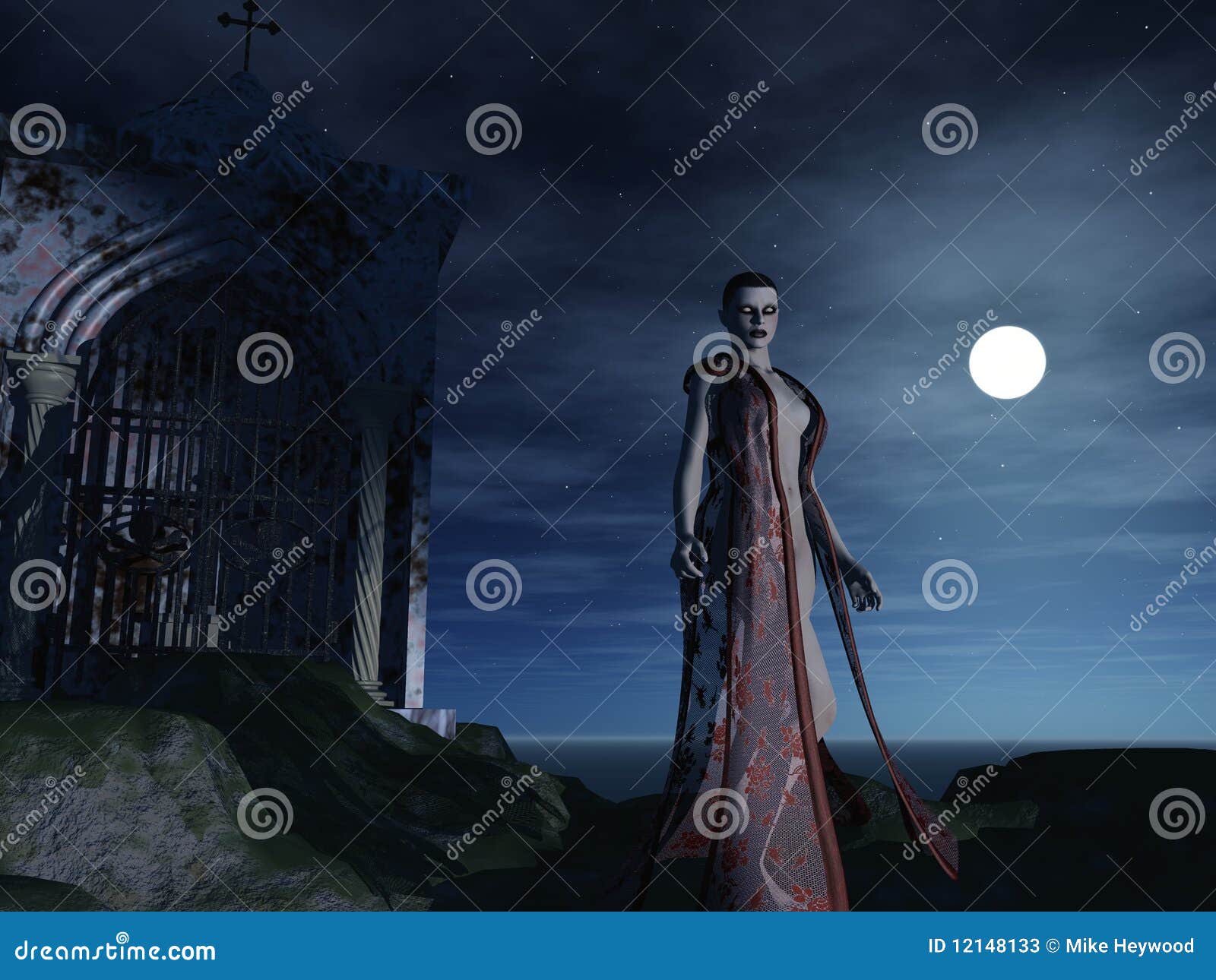 Vampire leaving tomb stock illustration. Illustration of wake - 12148133