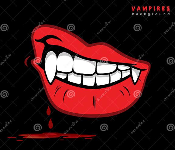 Vampire lips with fangs stock vector. Illustration of drop - 27896247