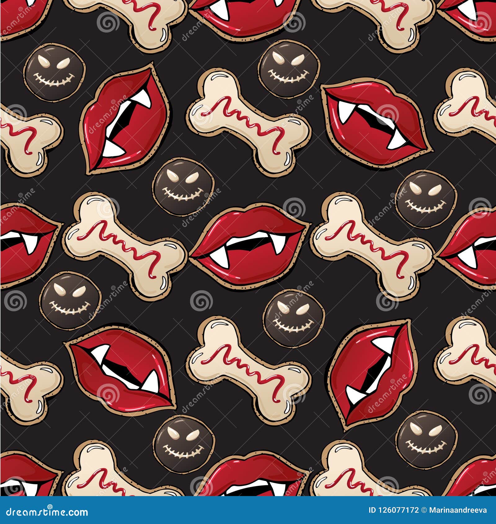 Vampire Lips Seamless Pattern. Pop Art Vector Illustration For ...