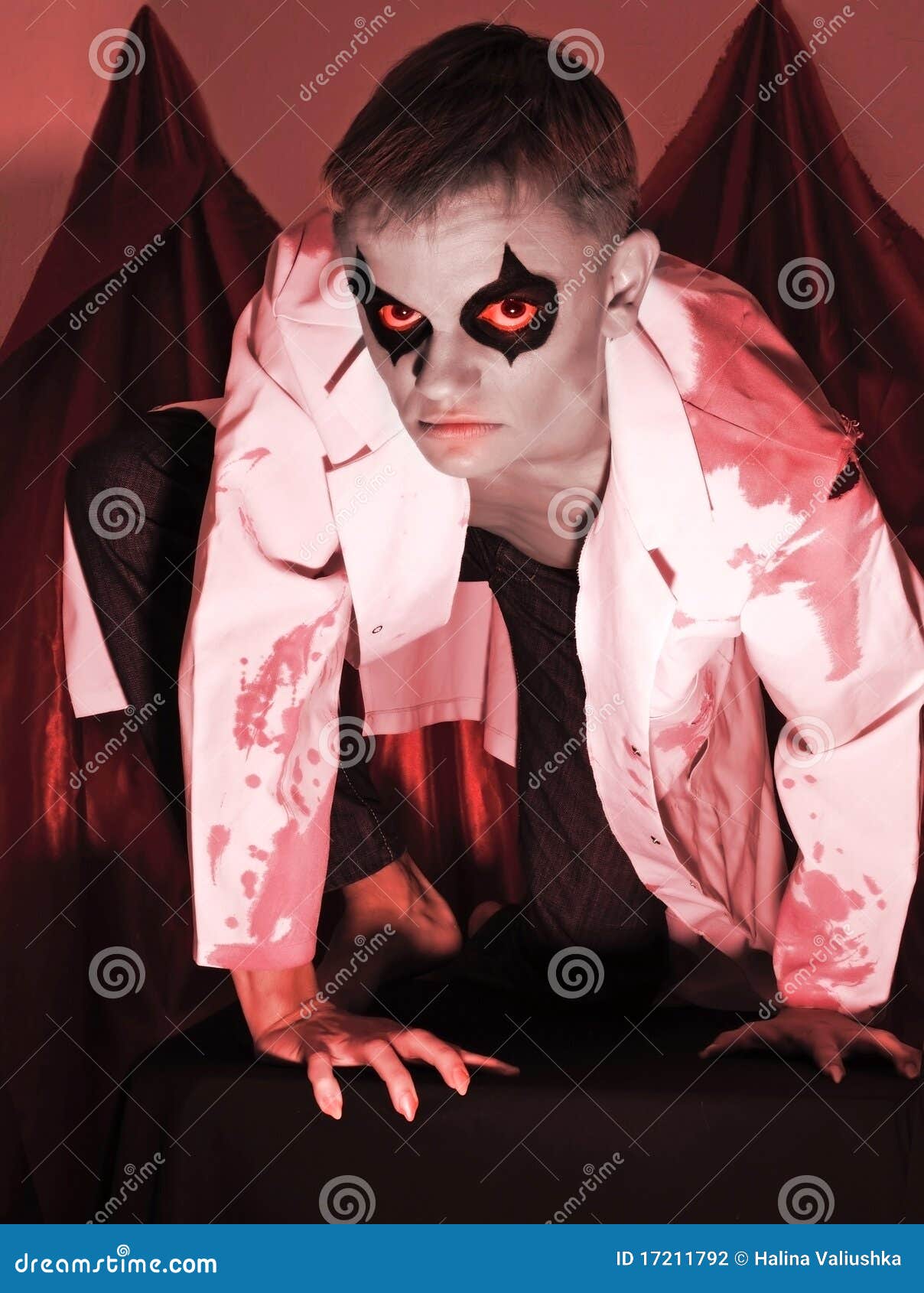 Angry Vampire With Red Cape Showing His Scary Teeth Stock Image ...