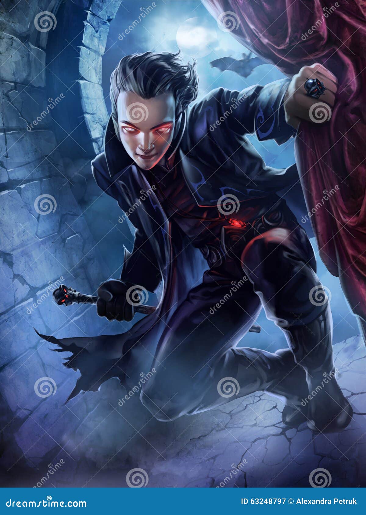 Vampire masculin beau illustration stock. Illustration du beau - 63248797