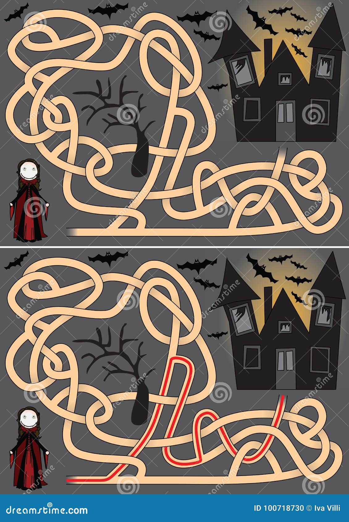 Vampire maze stock vector. Illustration of brain, solution - 100718730