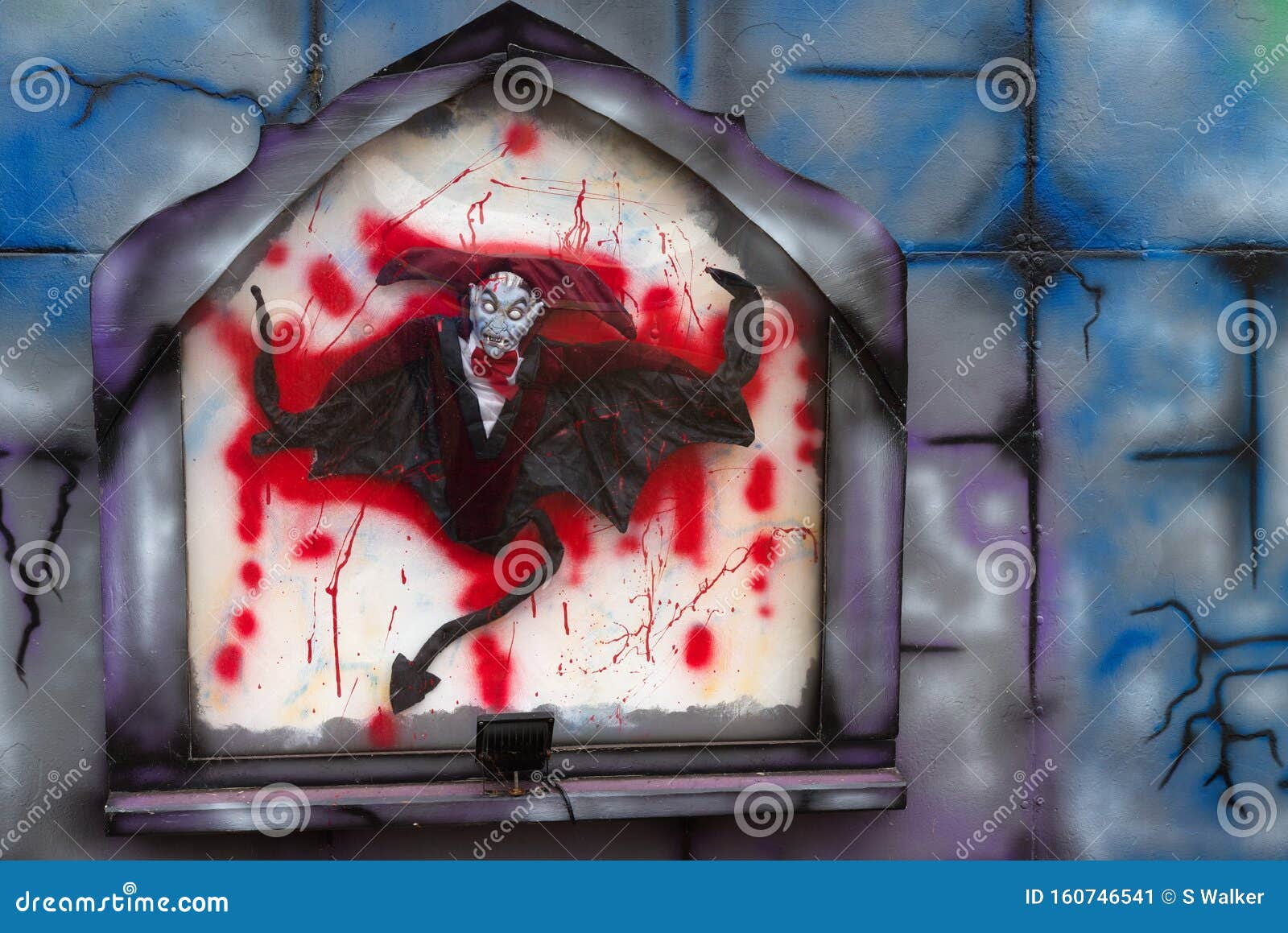 Vampire Model on Wall of Ghost Train. Halloween. Stock Image - Image of ...