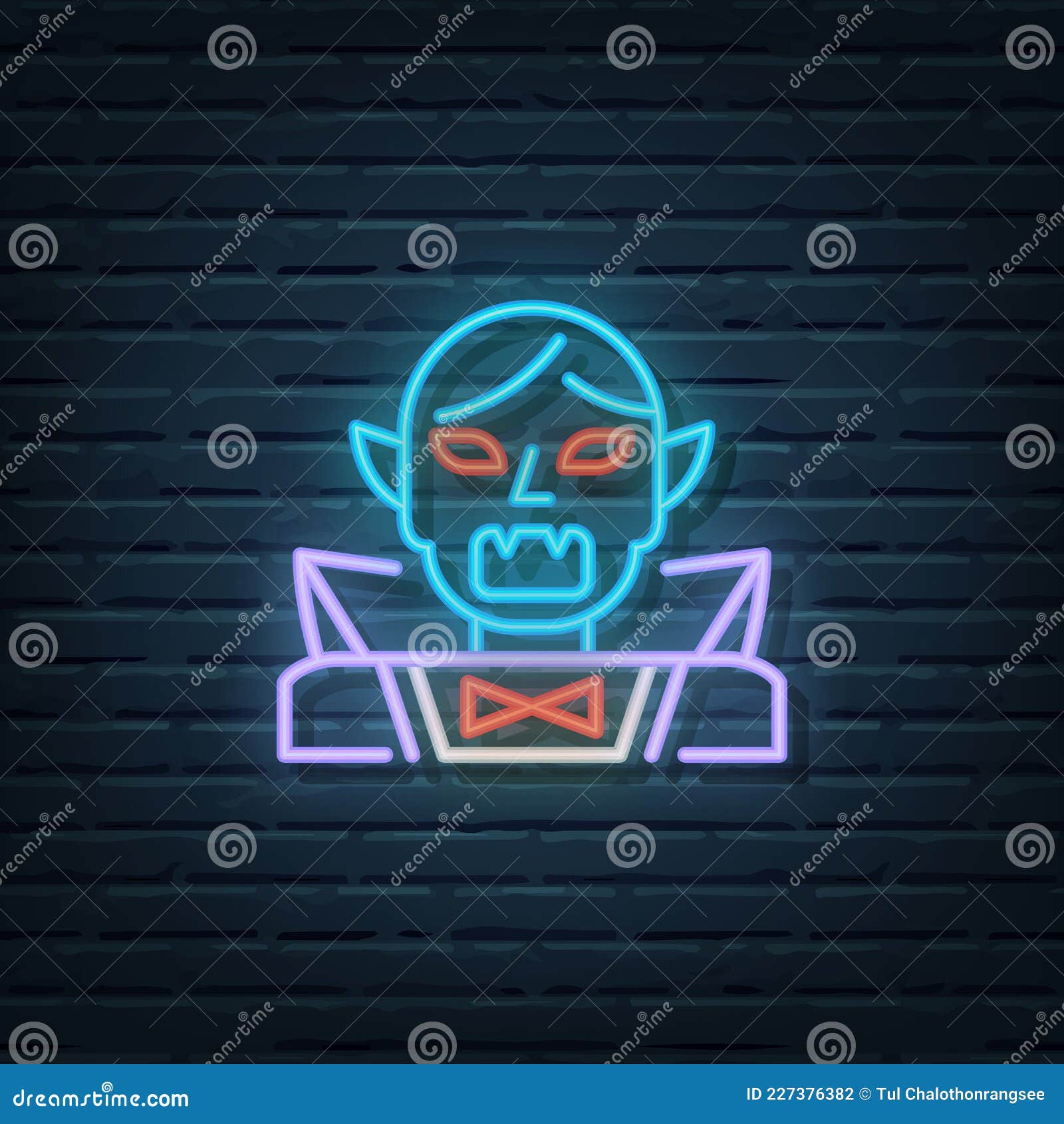 Vampire Neon Sign stock vector. Illustration of october - 227376382
