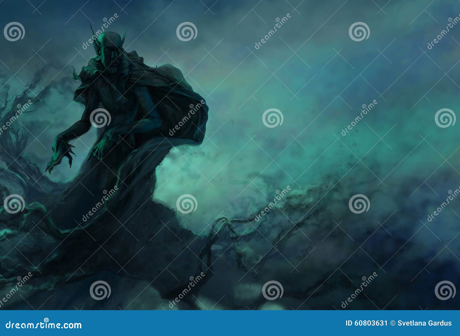 Vampire in the night sky stock illustration. Illustration of glow ...