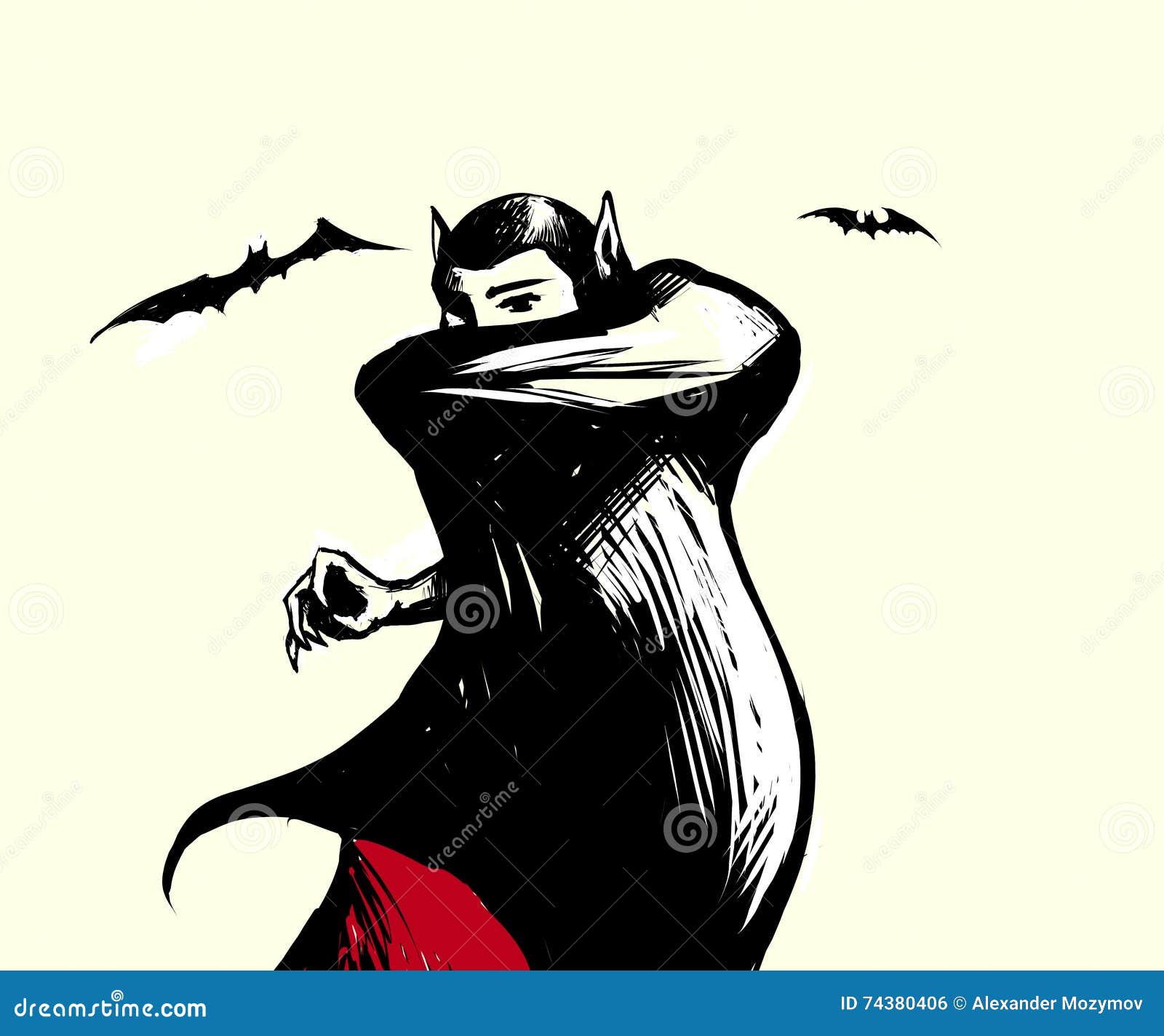 Vampire Painted on a White Background Stock Illustration - Illustration ...