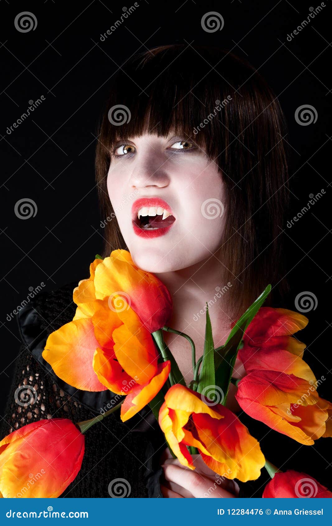 Vampire with Plastic Flowers Stock Photo - Image of alone, aggressive ...