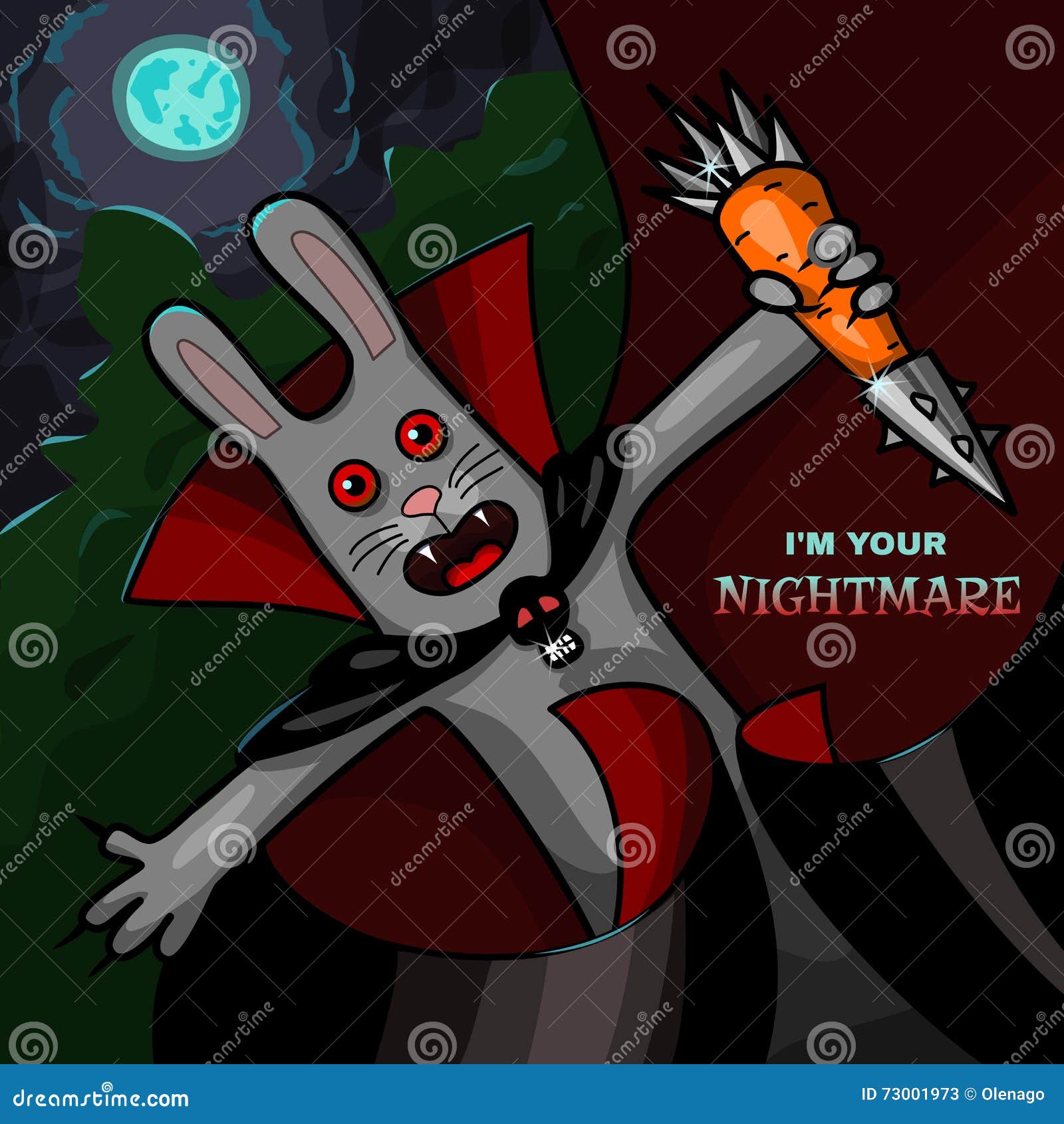 Vampire Rabbit with Steel Carrot - Halloween Character Stock Vector ...