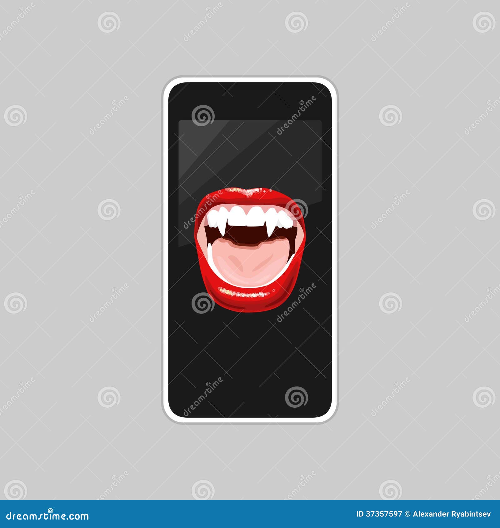Vampire S Mouth on a Mobile Phone Screen. Vector Illustration Stock ...