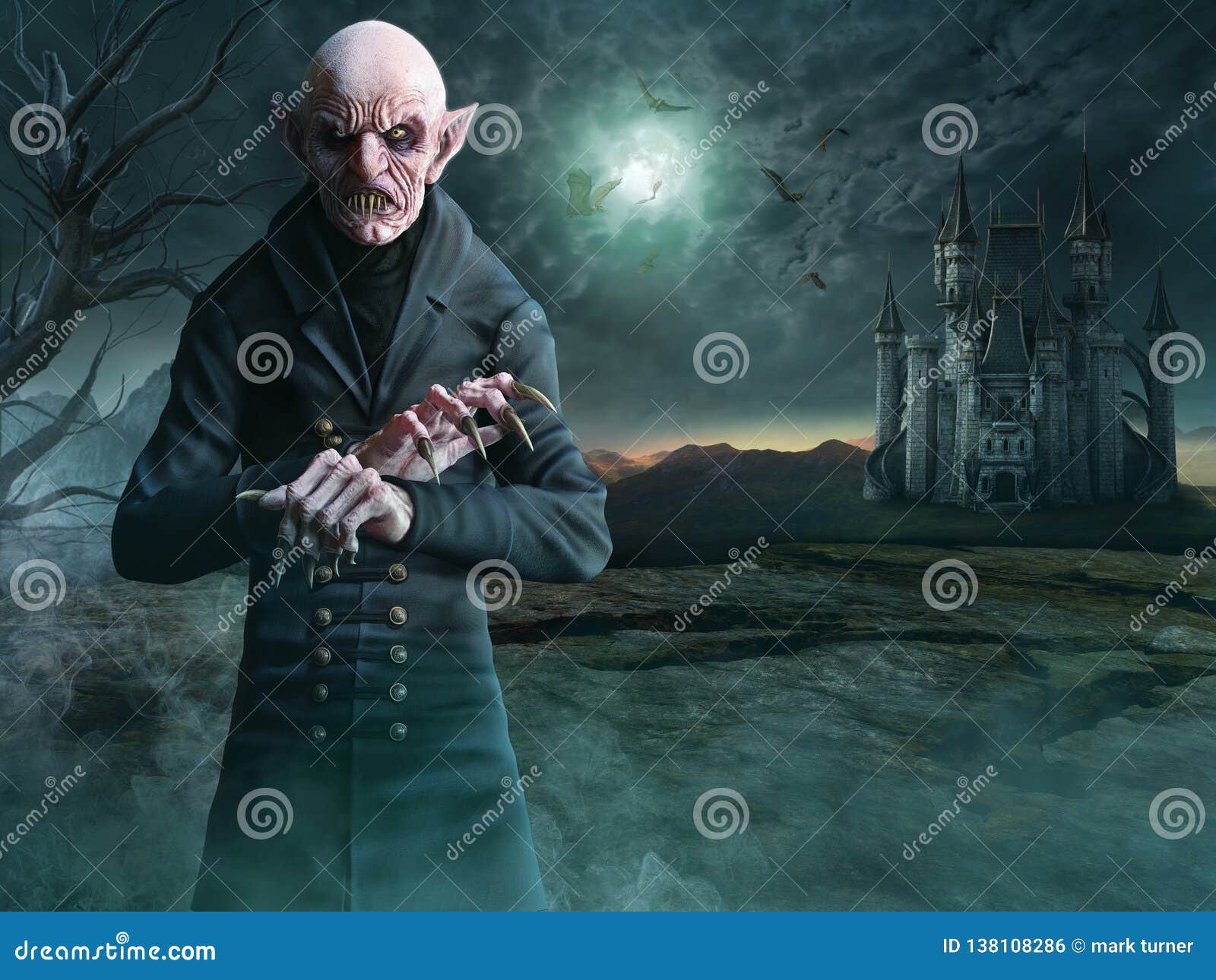 Vampire Scene 3D Illustration Stock Illustration - Illustration of ...