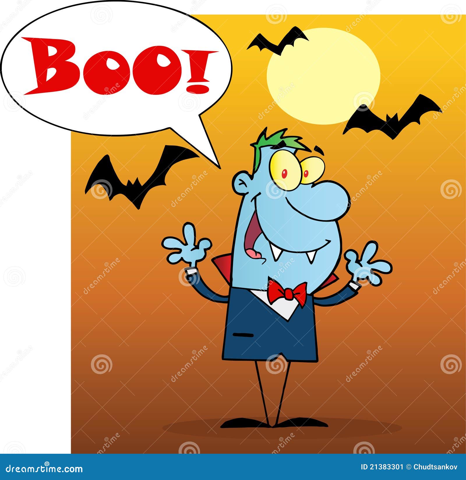 Vampire Screaming Boo Under Bats on Orange Stock Vector - Illustration ...