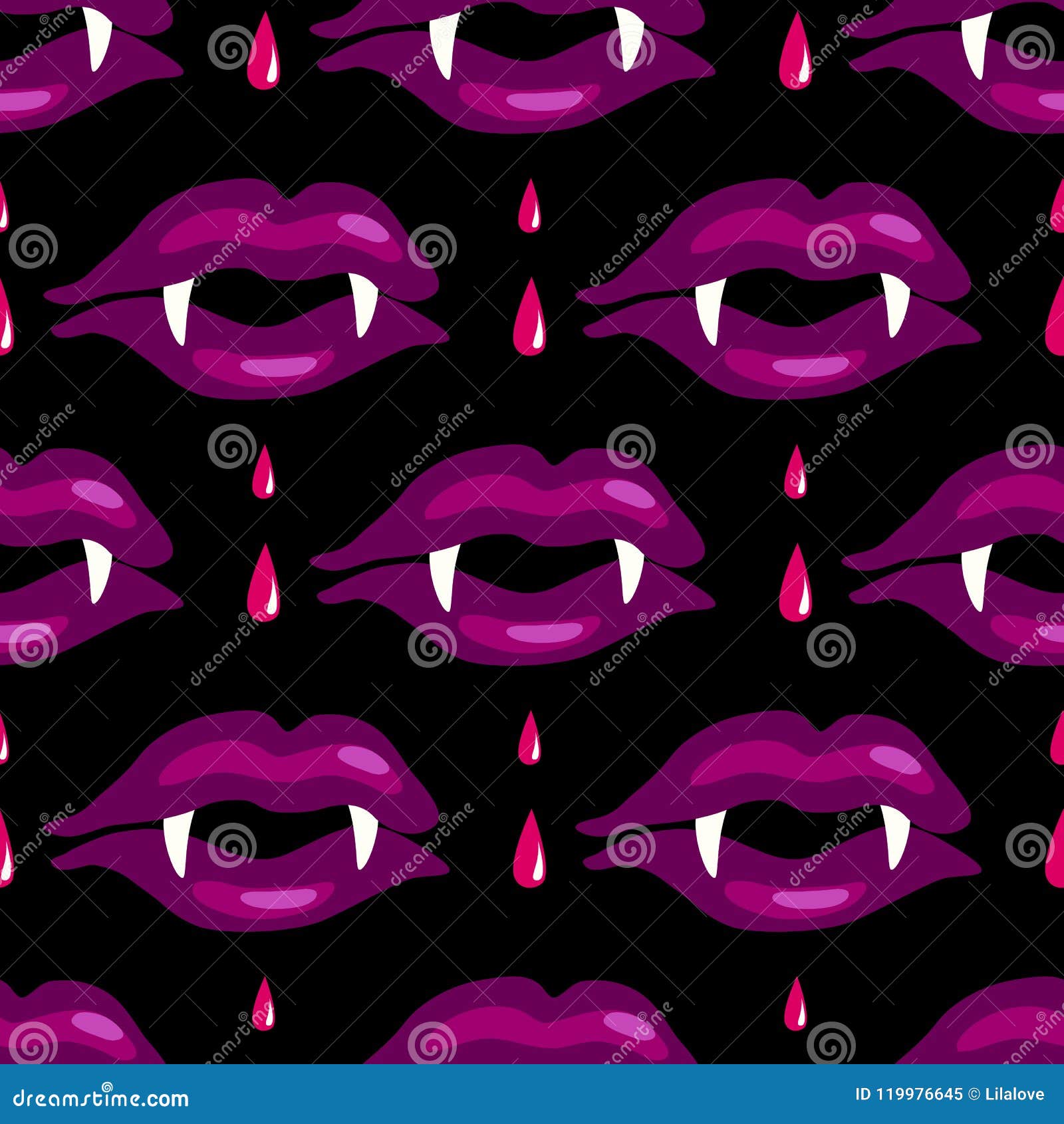 Vampire Lips Seamless Pattern. Pop Art Vector Illustration For ...