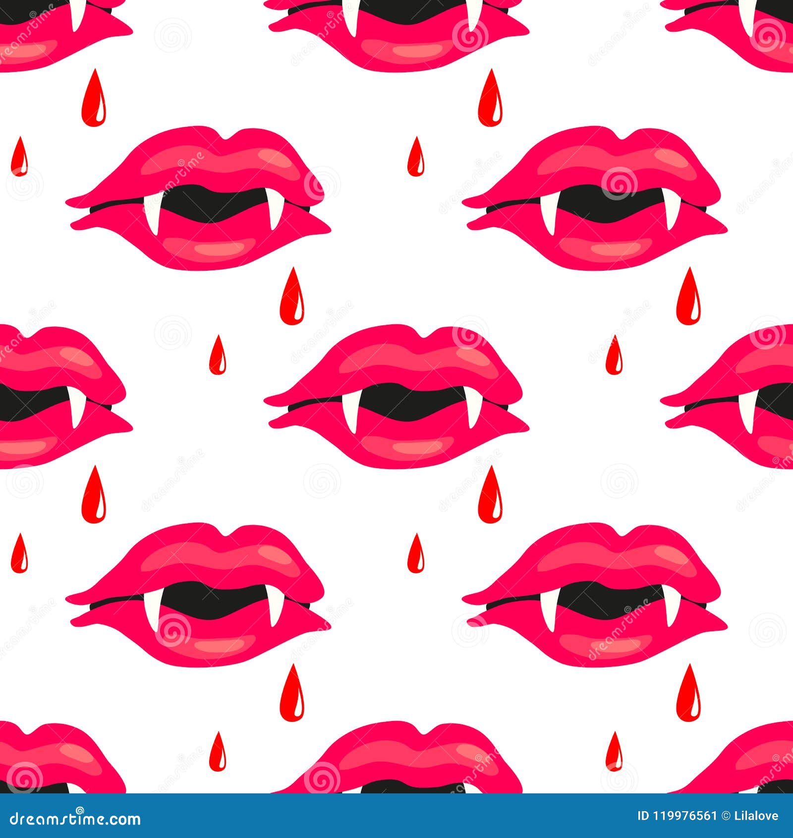 Vampire Lips Seamless Pattern. Pop Art Vector Illustration For ...