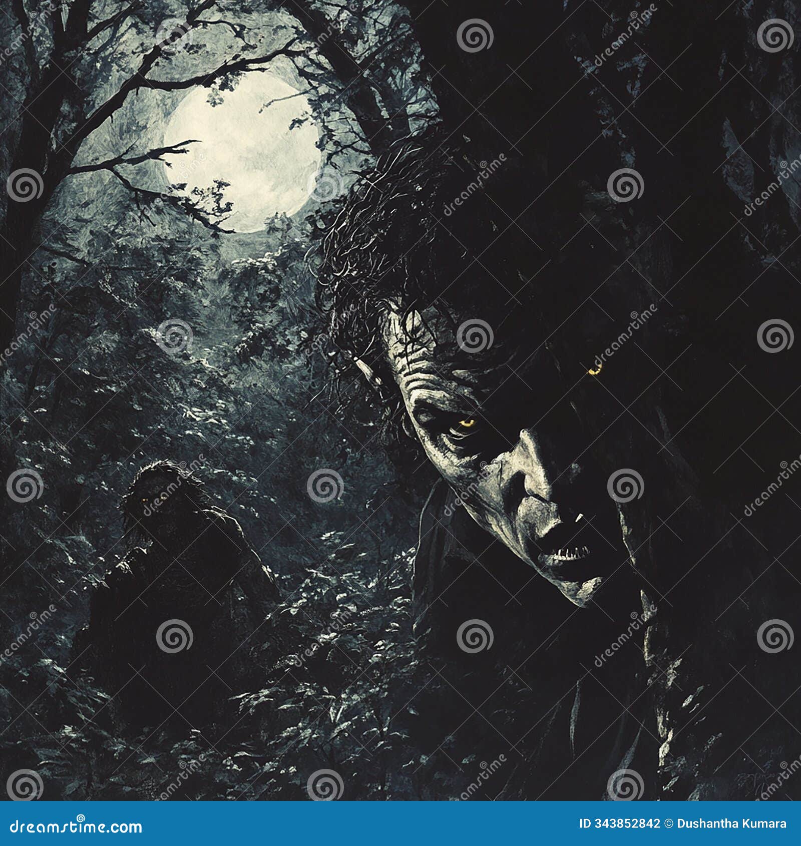 Vampire in a Haunted Forest Illustration Stock Illustration ...