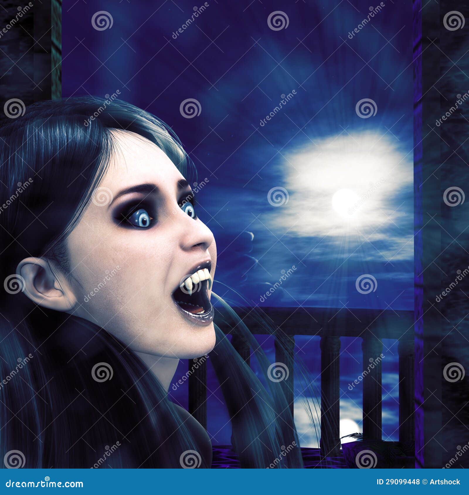 Vampire Sur Le Balcon De Nuit Illustration Stock - Illustration du ...
