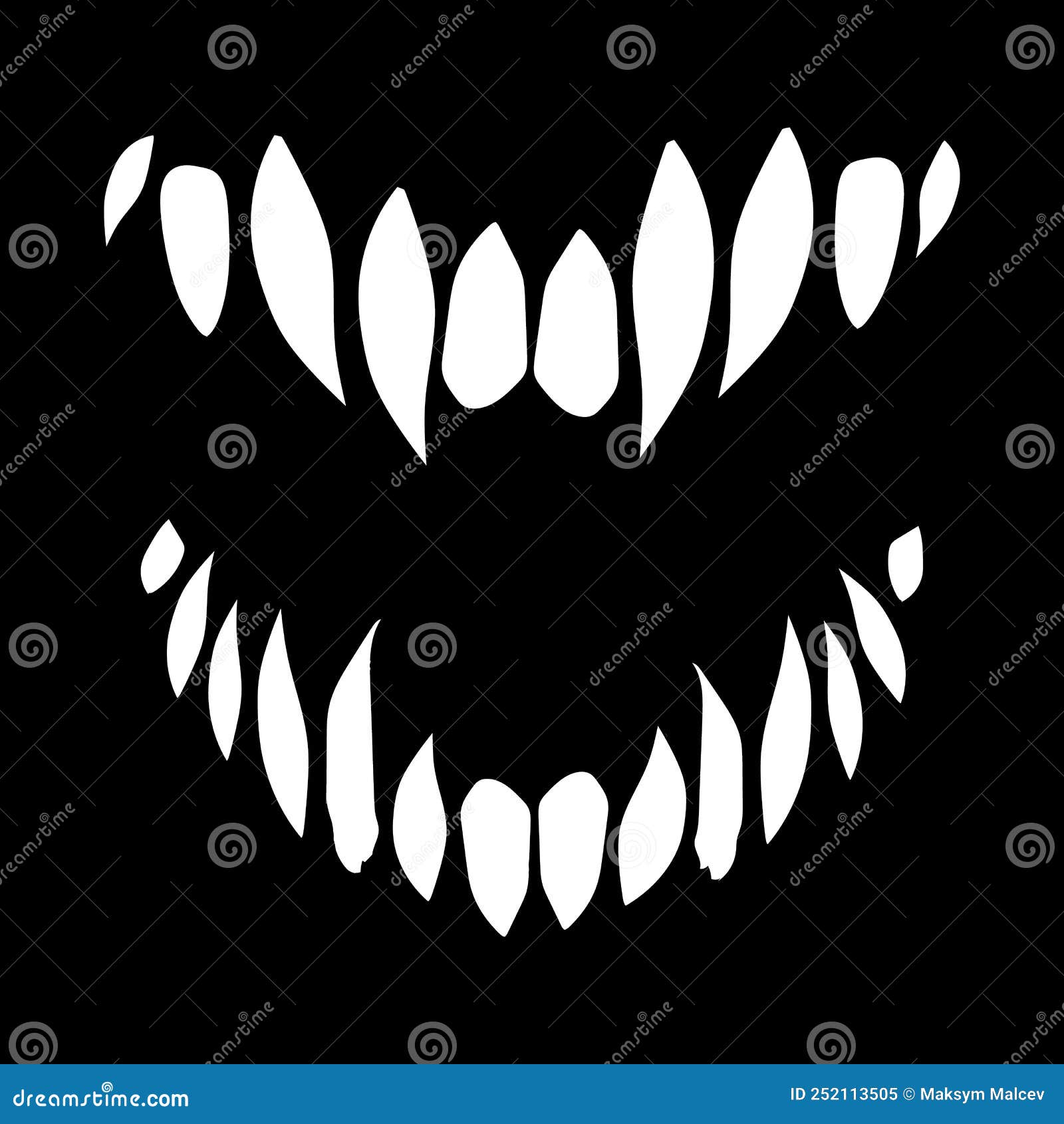 Vampire Teeth. Horror Monster Fangs Silhouette. Vector Isolated on ...