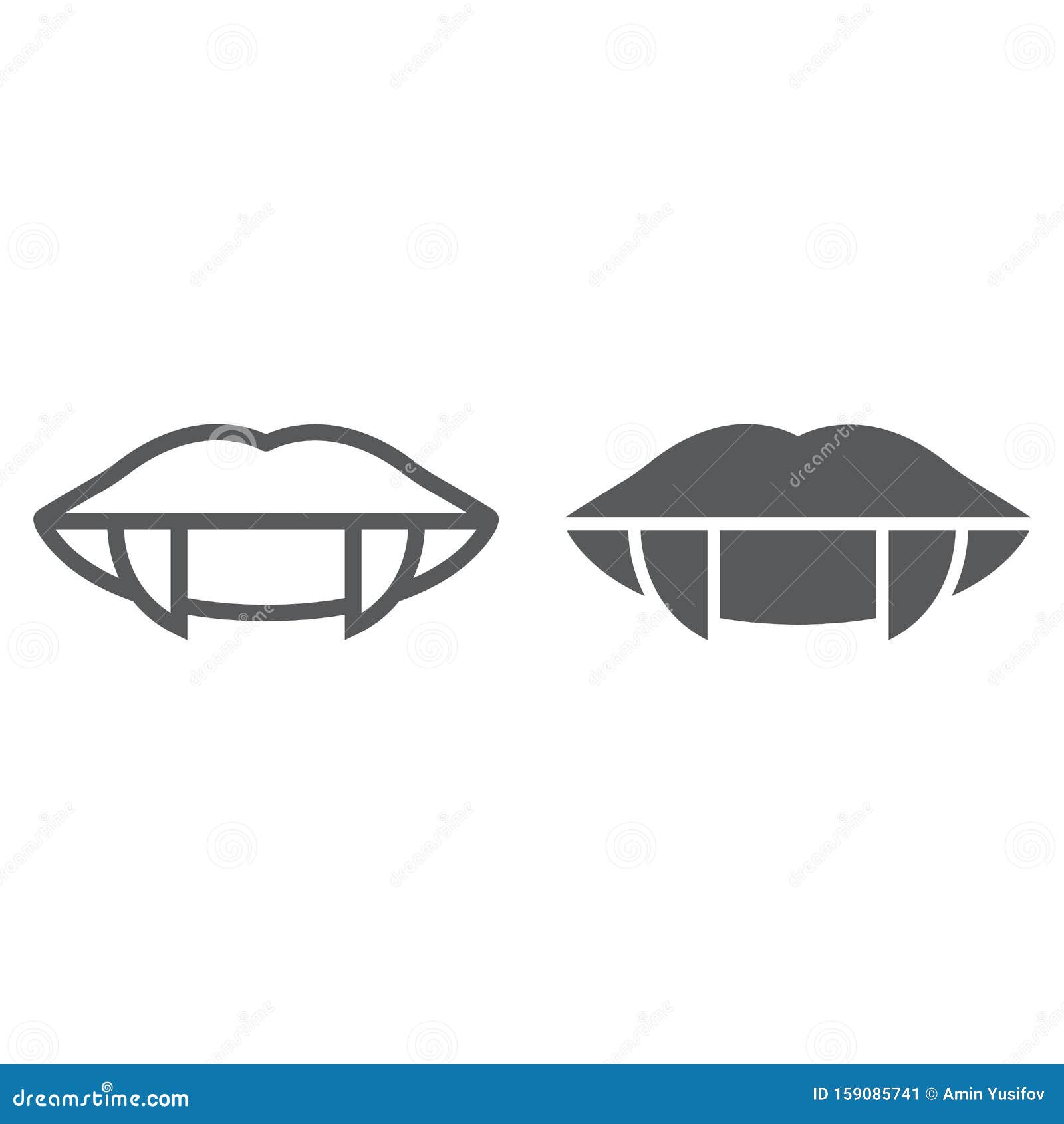 Vampire Teeth Line and Glyph Icon, Female and Mouth, Lips Sign, Vector ...