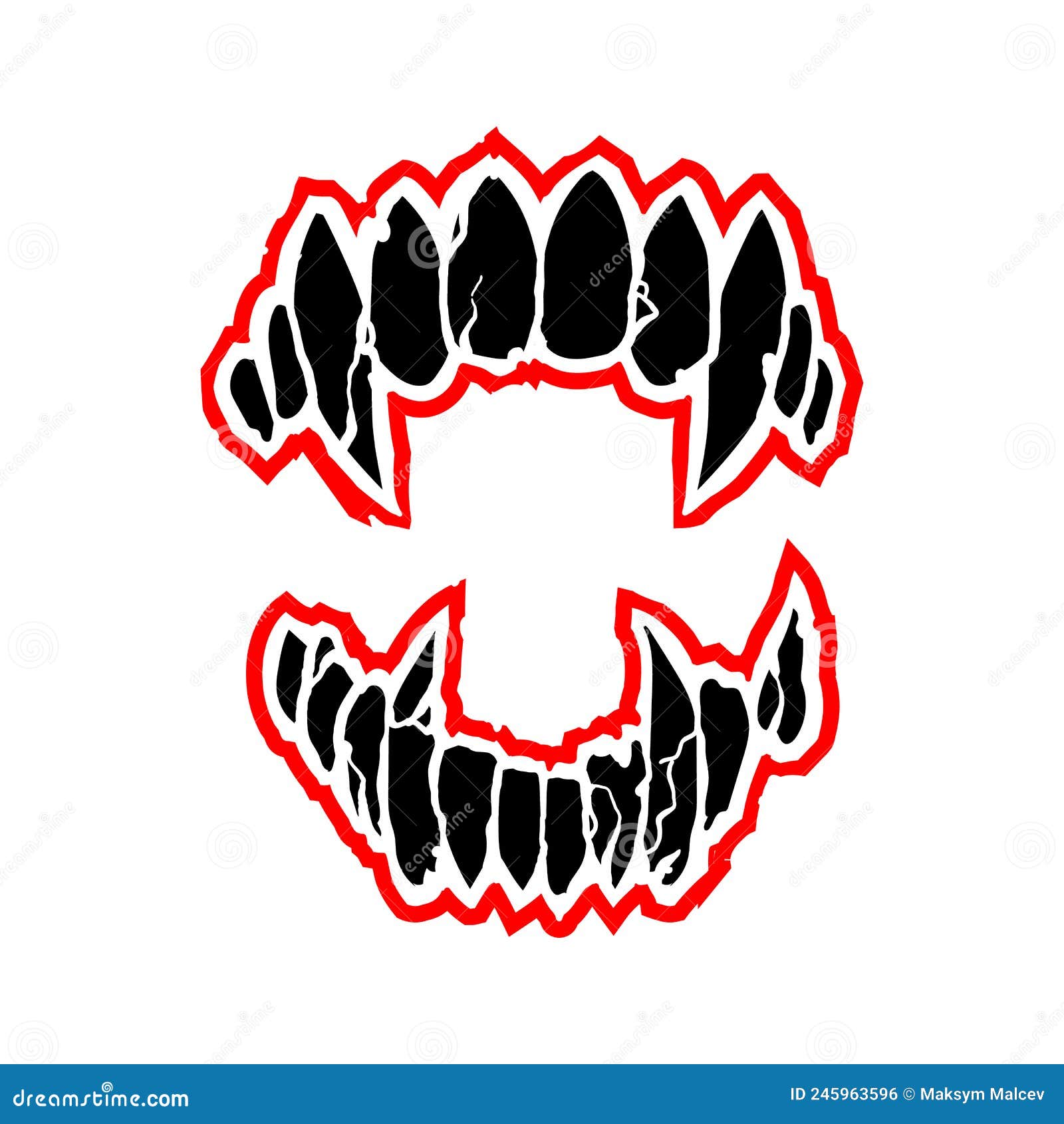 Vampire Teeth Vector Isolated on White Background Stock Vector ...
