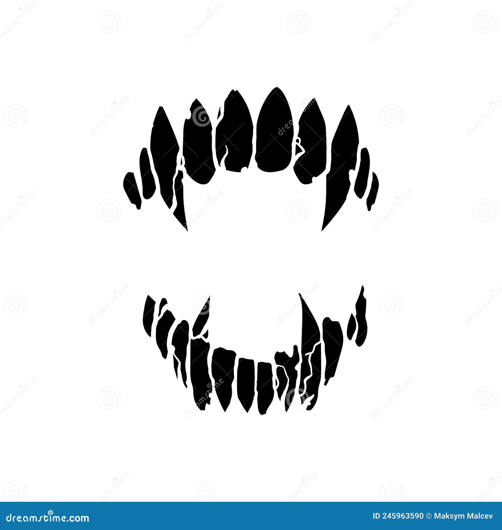 Vampire Teeth Vector Isolated on White Background Stock Vector ...