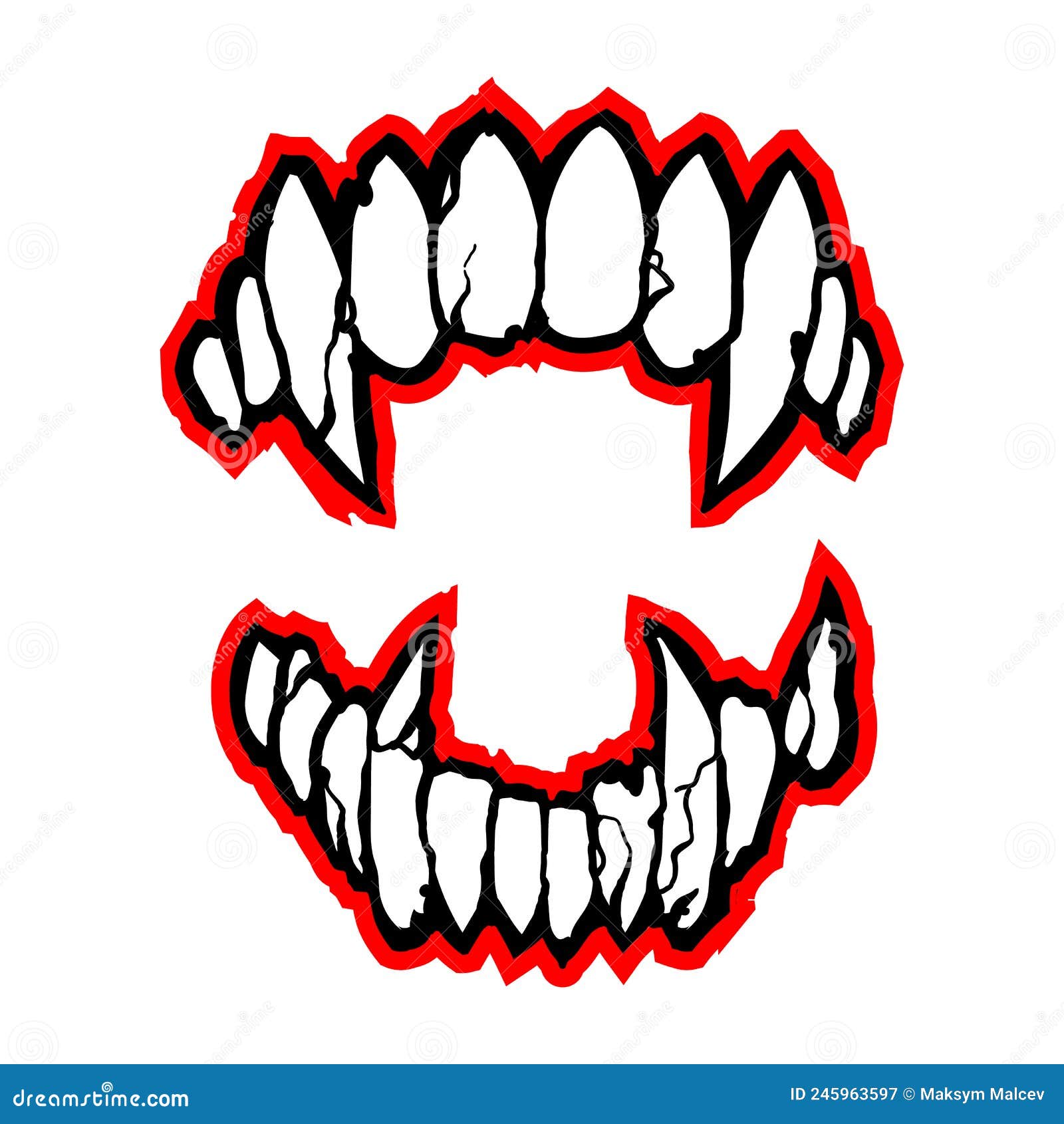 Vampire Teeth Vector Isolated on White Background Stock Vector ...