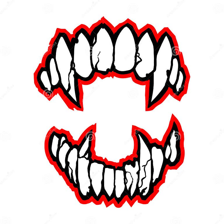 Vampire Teeth Vector Isolated on White Background Stock Vector ...