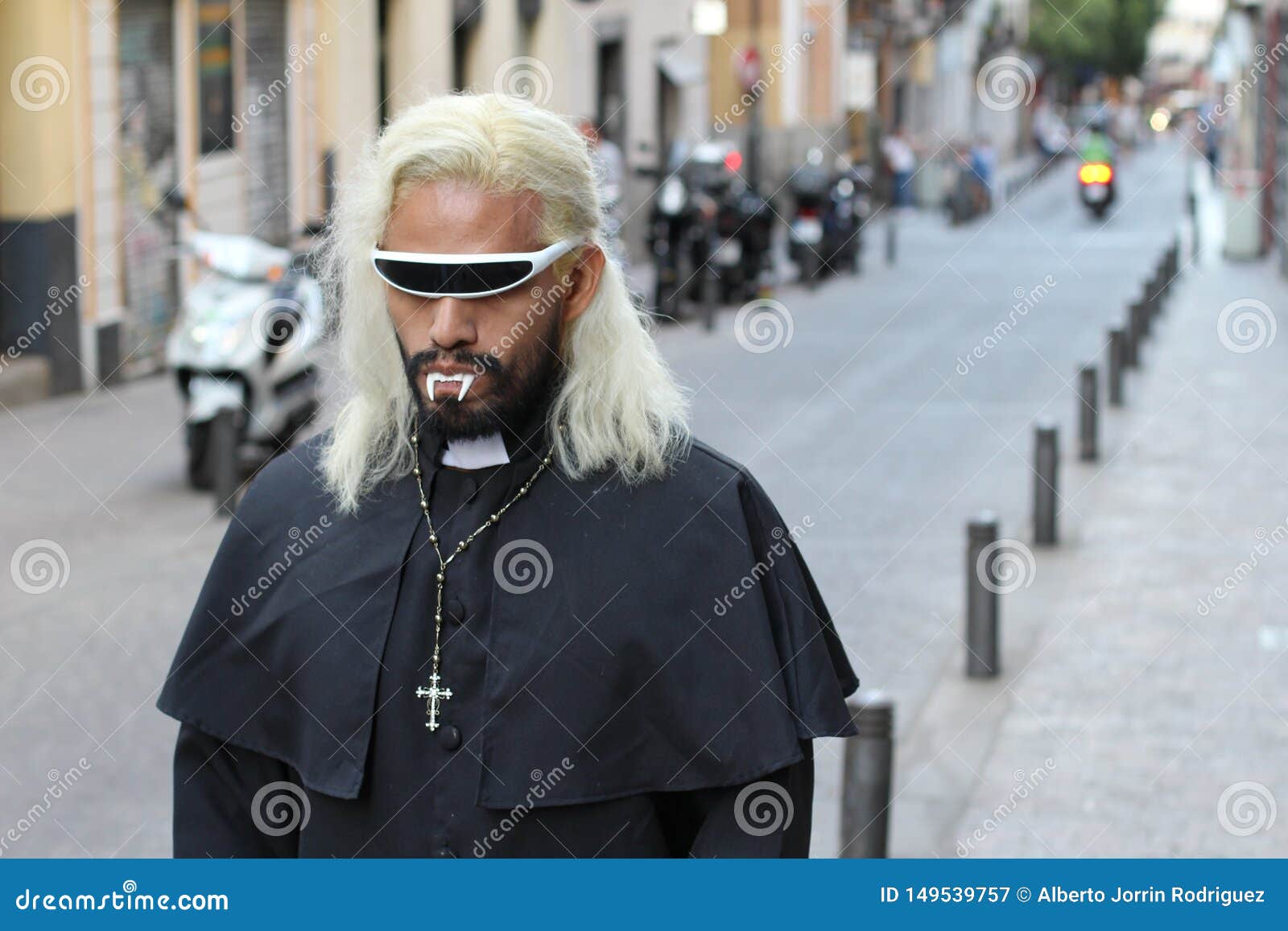 Vampire Walking Outdoors Dressed Like a Priest Stock Image - Image of ...
