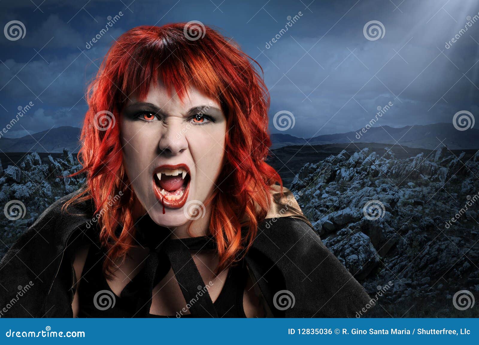 Vampire Woman Hissing stock photo. Image of blood, fantasy - 12835036