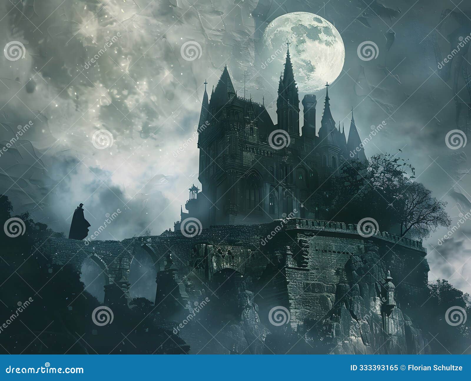 Vampires In A Gothic Castle Under A Full Moon Royalty-Free Stock Image ...