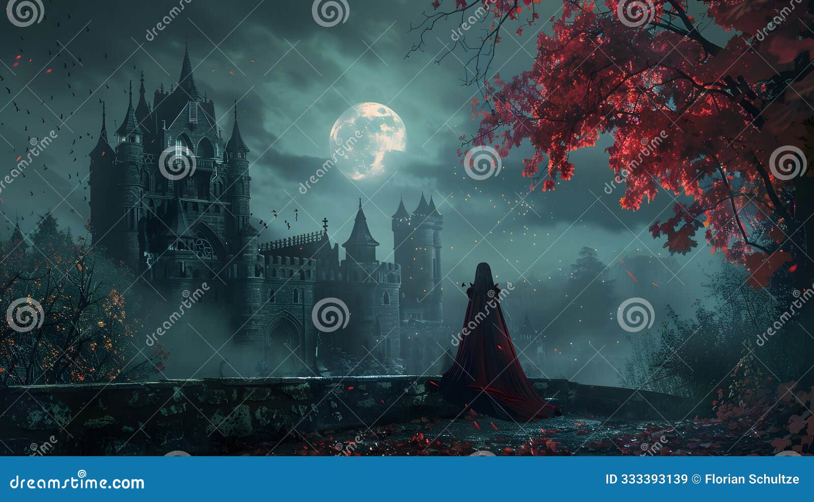 Vampires In A Gothic Castle Under A Full Moon Royalty-Free Stock Image ...