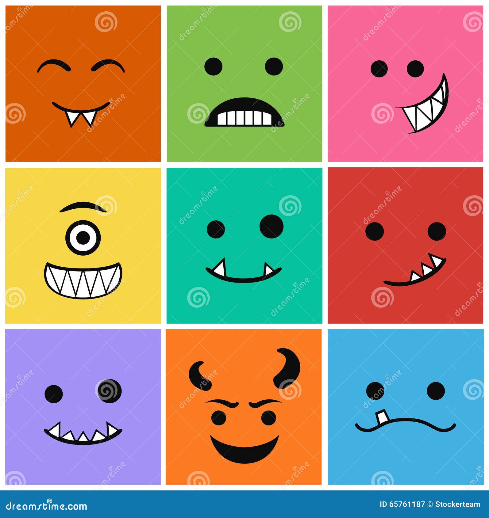Vampires Icons Set Faces and Characters Stock Vector - Illustration of ...