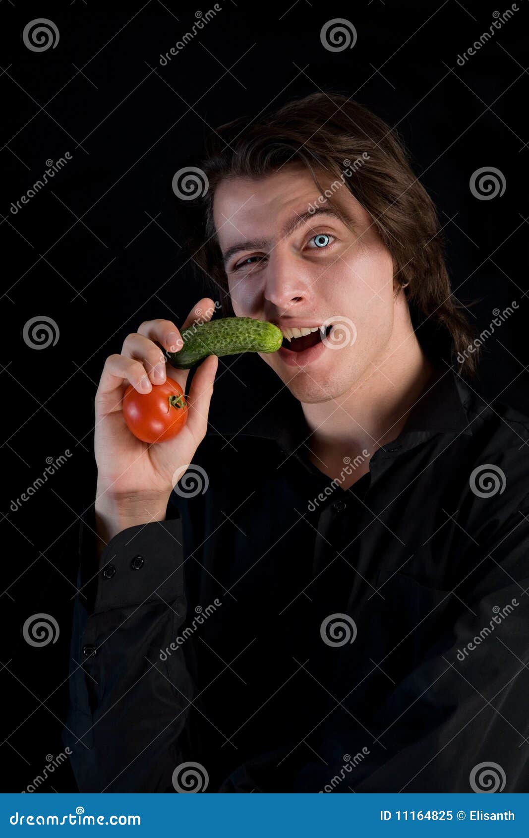 Vampiro Do Vegetariano Com Vegetais Imagem de Stock - Imagem de preto ...