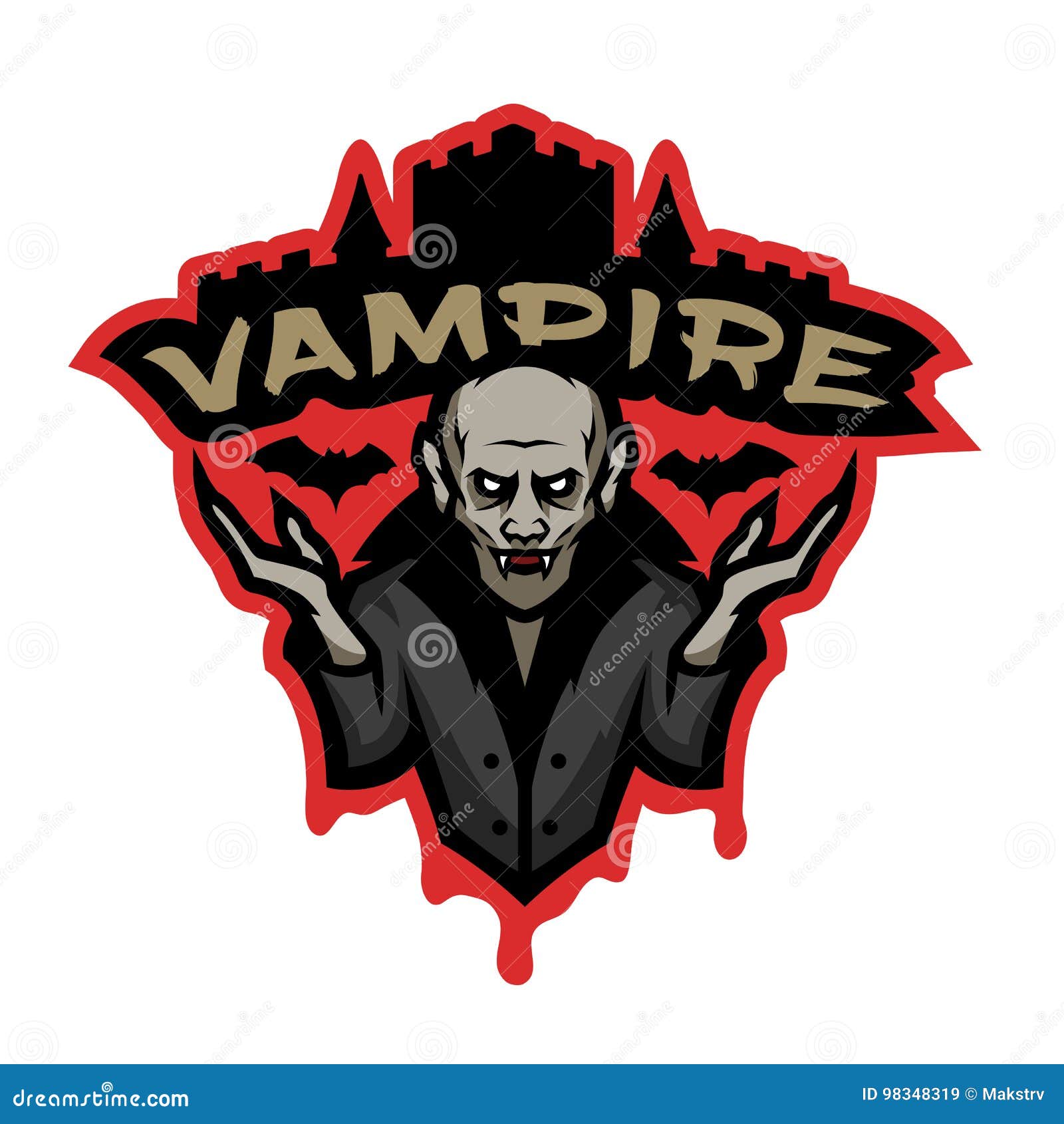 Vampiro, Emblema Em Um Fundo Escuro Ilustração do Vetor - Ilustração de ...