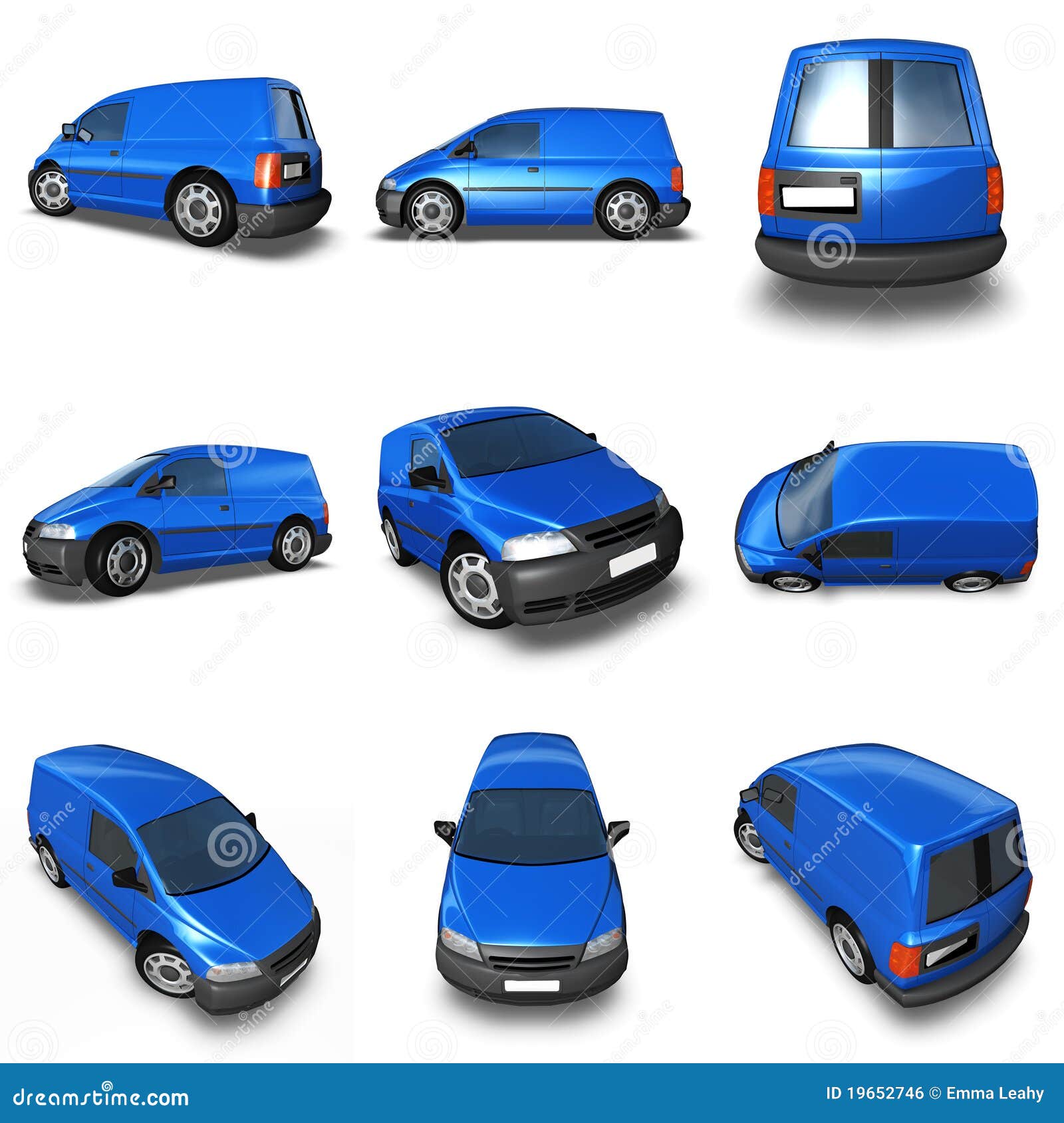 Van Azul 3d Model - Montajes De Imágenes Stock de ilustración ...