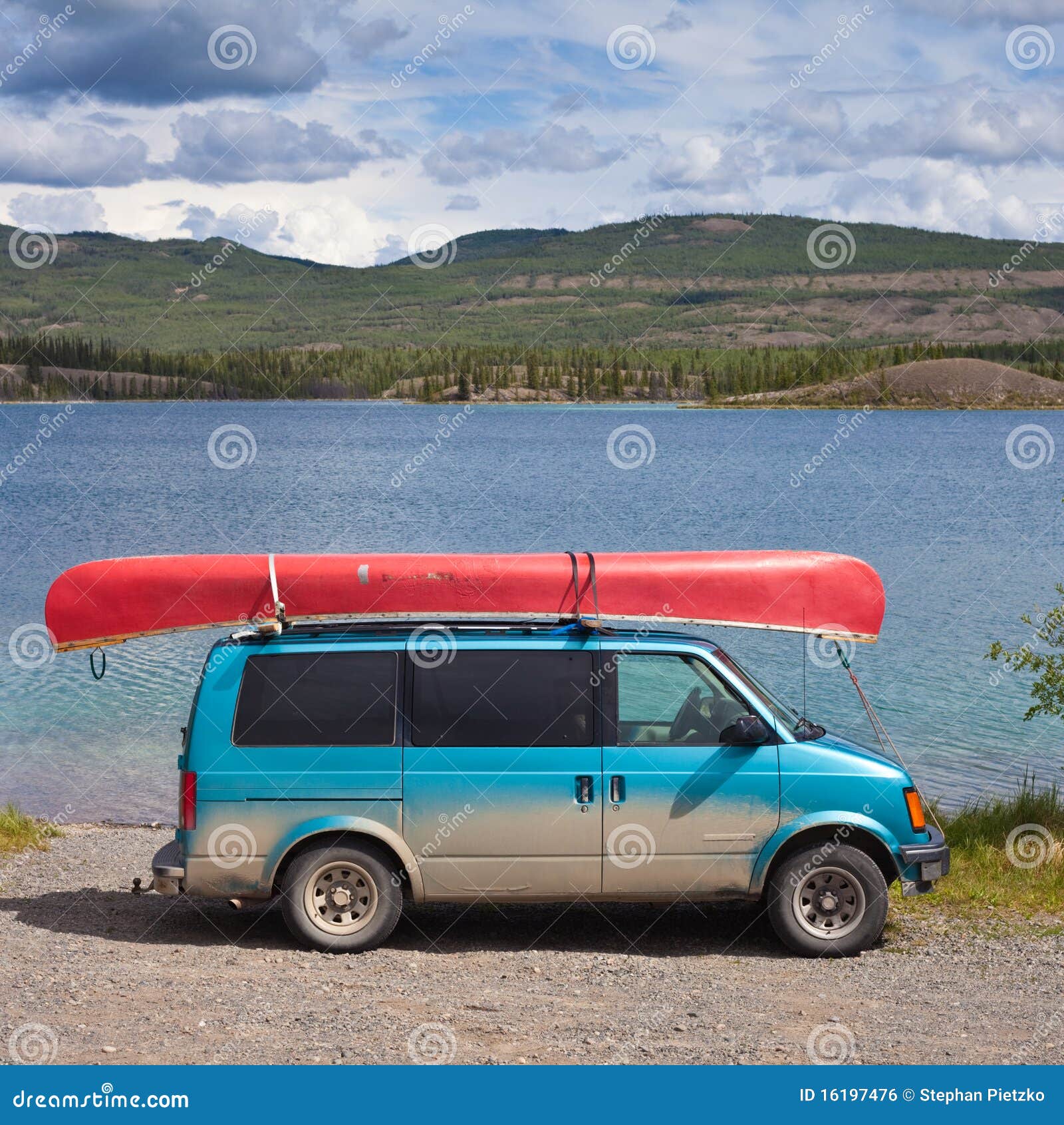 Van with Canoe stock photo. Image of blue, roof, natural - 16197476