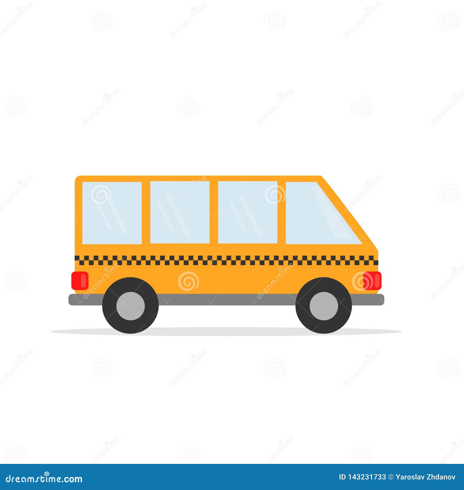The Taxi Van. Work Car Yellow. Vector Graphics in Flat Style. Stock ...
