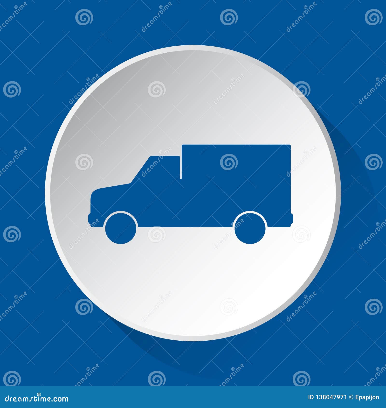 Van Car - Simple Blue Icon on White Button Stock Vector - Illustration ...