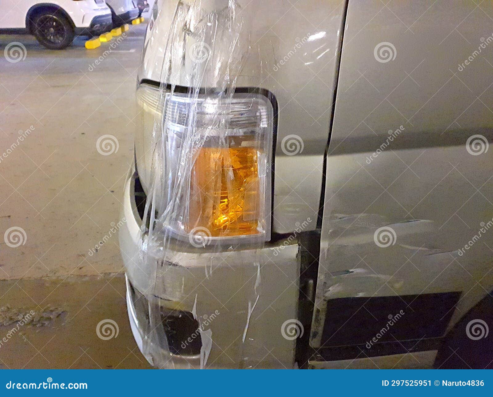 Van with damage stock image. Image of left, crush, door - 297525951