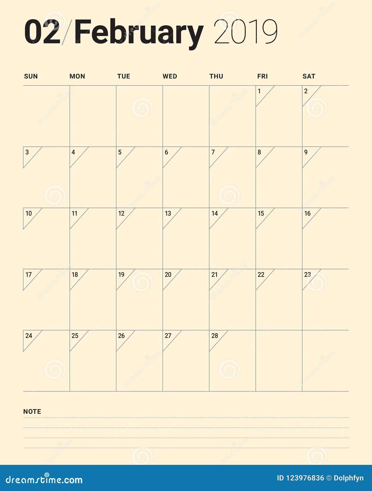 Van De Het Bureaukalender Van Februari 2019 De Vectorillustratie Vector ...