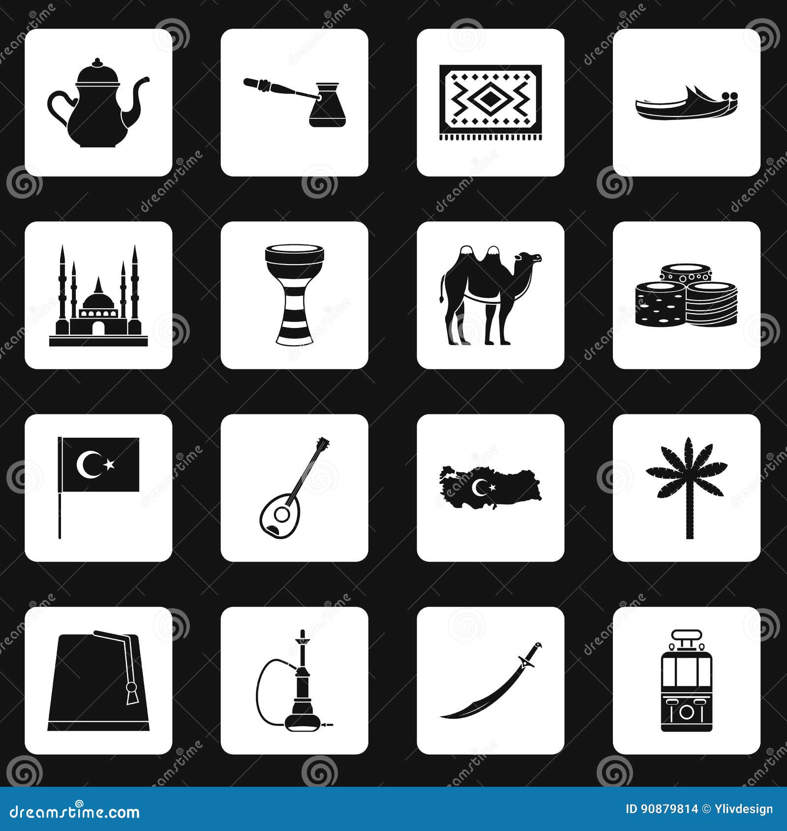 Van De Reispictogrammen Van Turkije De Tekendriehoekenvector Vector ...