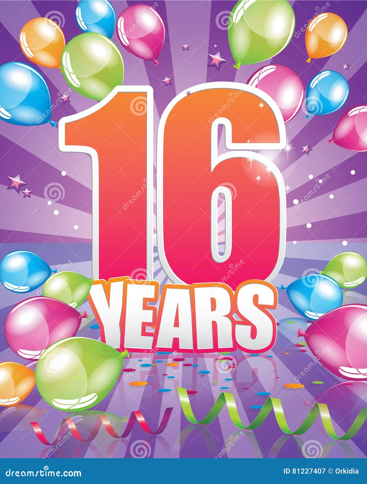 16 Van De Verjaardagsjaar Kaart Vector Illustratie - Illustration of ...