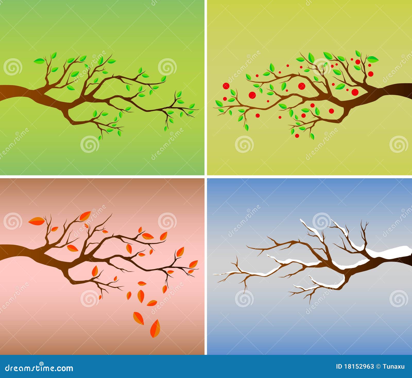 Van de vier seizoenen vector illustratie. Illustration of reeks - 18152963