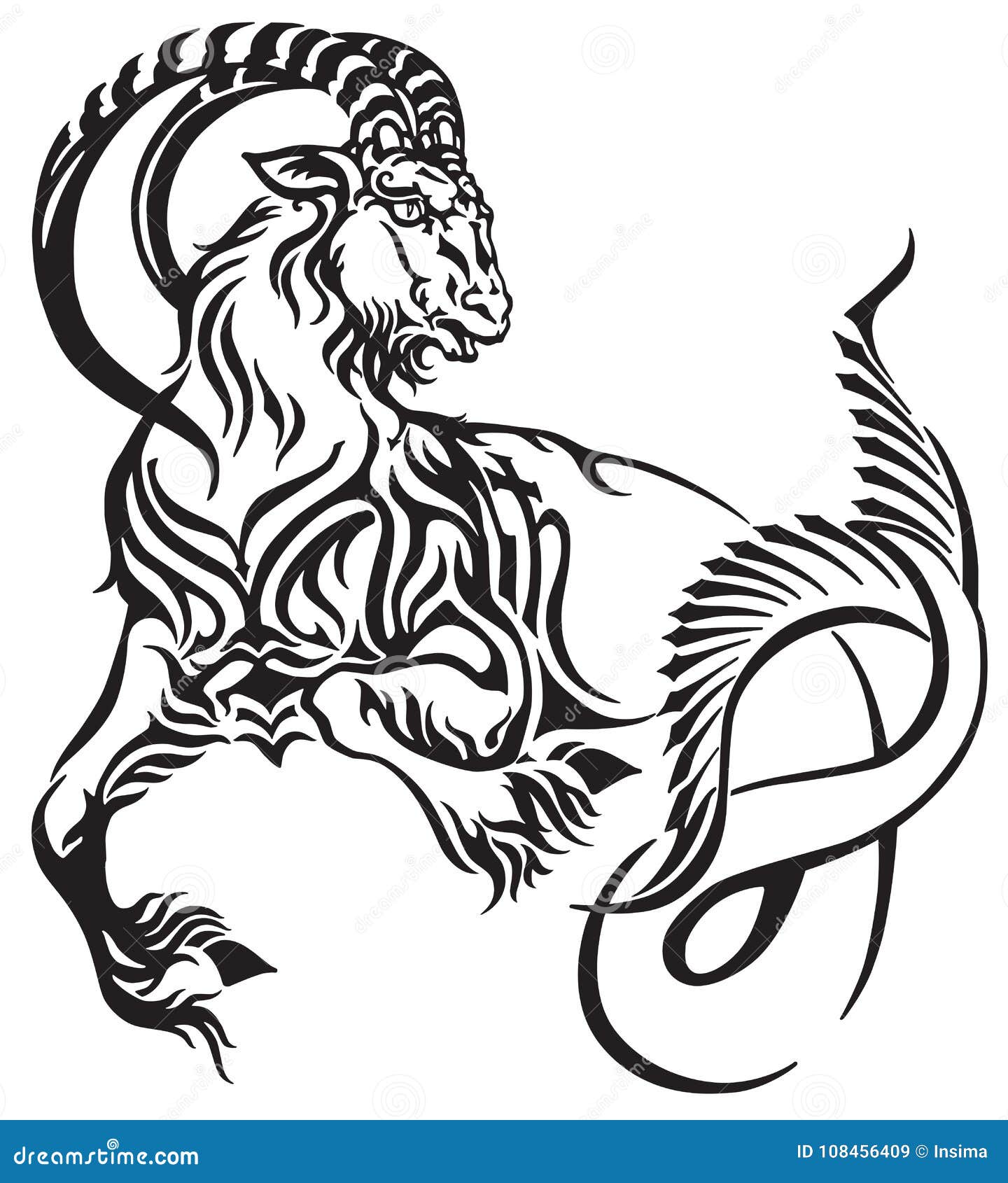 Van Het De Dierenriemteken Van Steenbok De Stammentatoegering Vector ...