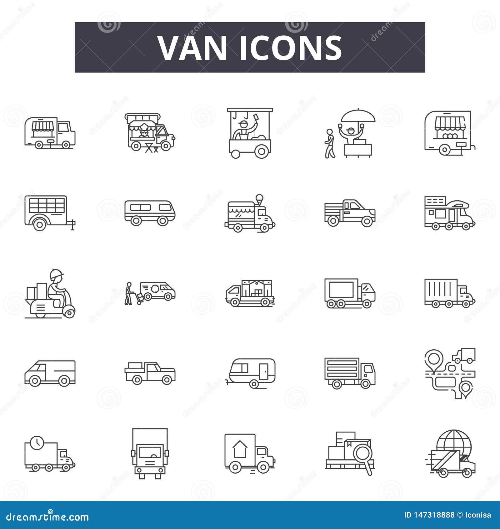Van Line Icons, Signs, Vector Set, Linear Concept, Outline Illustration ...